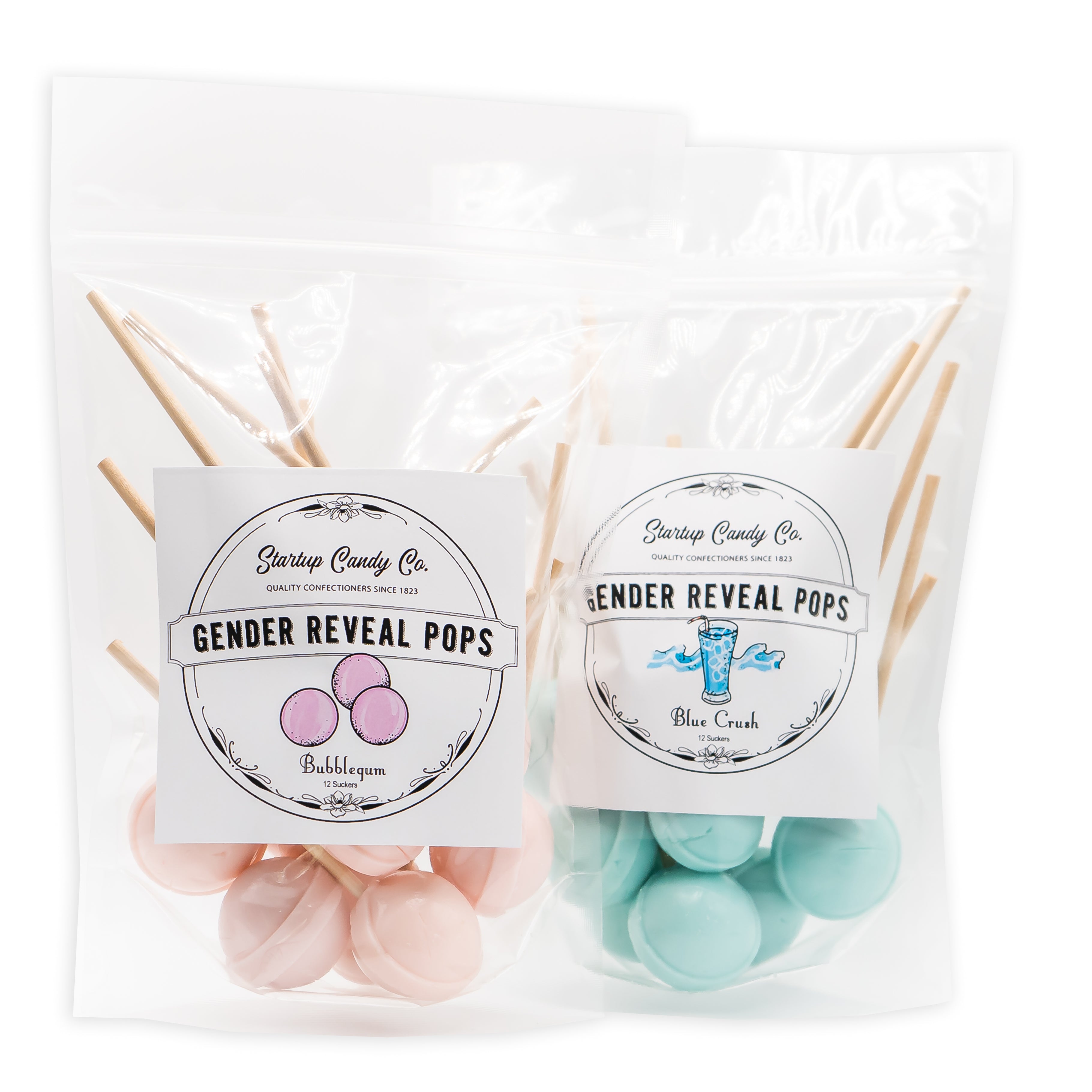 Gender Reveal Party Pack - Jumbo Lollipops with Wooden Sticks - 2 Flav ...